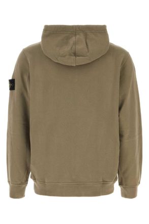Stone Island Mens Army Green Cotton Sweatshirt Exterior: Felpe Sweater