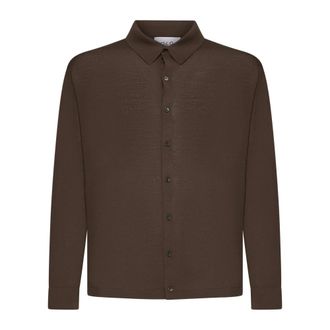 D4.0 Wollcardigan mit Kn&ouml;pfen - - Knitwear - Herren - Braun - L
