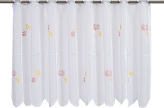 Elbersdrucke transparente Bistrogardine 25001 wei&szlig;-bunt 60 x 160 cm Scheibengardine f&uuml;r K&uuml;che K&uuml;chenfenster Sichtschutz 503998