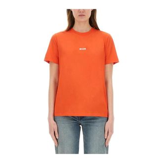 Msgm Msgm, Femme, Tops, Orange, Taille: 36 FR Logo T-Shirt