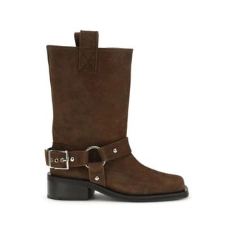 Ganni Femme, Chaussures, Brun, Taille: 39 EU Bos Taurus Lace-Up Bottes