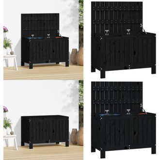 vidaXL Gartentruhe Schwarz 76x42,5x54 cm Massivholz Kiefer - Gartentruhe - Holzkiste - Gartenaufbewahrung - Kiefernholz - Outdoor M&ouml;bel - Home & Living