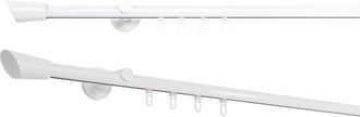 Metablo Gardinenstange auf Ma&szlig; mit Endst&uuml;ck Rag Innenlauf &Oslash; 20mm Wandabstand 6,5cm Komplettset Wei&szlig; 270cm