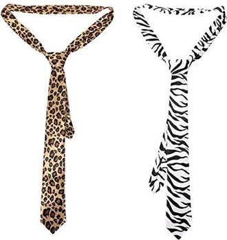 Soimiss 2pi&egrave;ces Cravate &Agrave; Motif L&eacute;opard Et Zebra Cravates Pour F&ecirc;te D&eacute;corations De Accessoires De Partie Unisexes