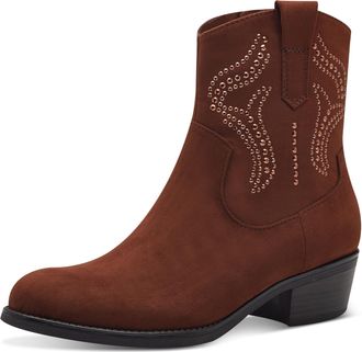Marco Tozzi Damen Stiefeletten mit Absatz mit Blockabsatz Cowboy, Braun (Nut), 38 EU
