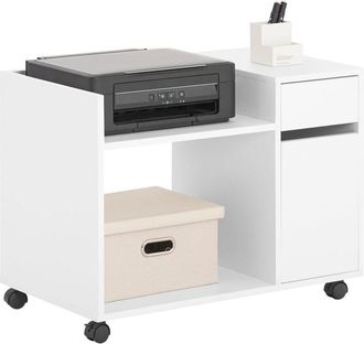 SoBuy Sobuy - ASK02-W Caisson de Bureau à Roulettes, Support Imprimante Roulant, Organiseur Bureau, Meuble de Rangement Bureau, Caisson de Rangement avec