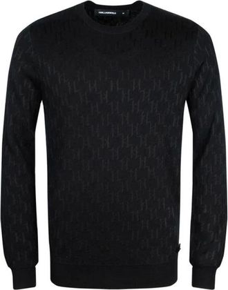 Karl Lagerfeld Homme, Pulls, Noir, Taille: XL Graphic Monogram Sweater