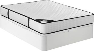 Vente-Unique Bett-Set 140 x 190 cm, Bettkasten wei&szlig; + Matratze 7-Zonen-Taschenfederkern & Memory-Schaum, H&ouml;he 22 cm - LUREAN von YSM&Eacute;E