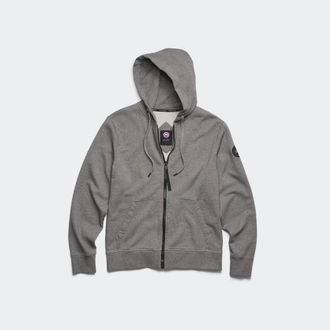 Canada Goose Huron Kapuzenjacke mit durchgehendem Rei&szlig;verschluss und Black Label (M&auml;nnlich, Stone Heather, L)