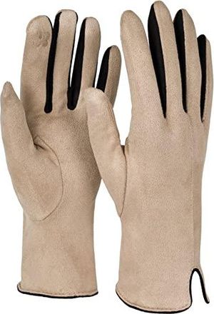 styleBREAKER gants tactiles femme avec contraste de couleurs | doubl&eacute;s polaire, gants dhiver thermiques souples et extensibles pour &eacute;cran tactile, Beige