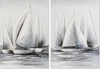 DKD Home Decor Holzbild, Grau, 2 St&uuml;ck (50 x 3 x 70 cm)