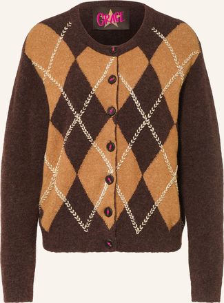 Grace Grace Strickjacke Mit Glitzergarn braun
