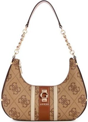 Guess sac à épaule Erenia Top Zip Shoulder Bag Latte Logo marron clair