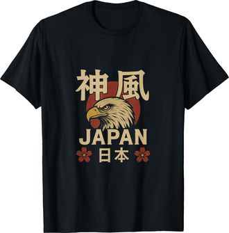 Hello Kitty Japan Adler Grafik Vintage Stil Kanji Zeichen Retro Look Art T-Shirt