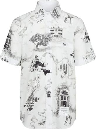 Thom Browne Kurz&auml;rmeliges Hemd mit Toile-Print - Wei&szlig;