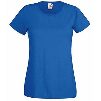 Fruit Of The Loom Valueweight - T-shirt en coton ras-du-cou pour femme - Bleu - Large
