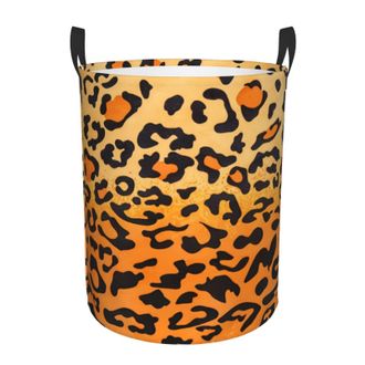 Generic Leopardenmuster Aufbewahrungskorb Rund Korb Aufbewahrung Stehender W&auml;schetonne F&uuml;r Lagerung Decken Badezimmer