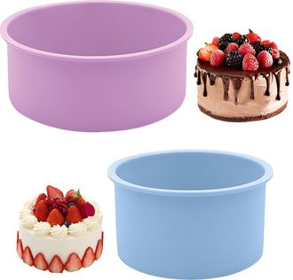 Generic Silikon-Kuchenform, BPA-frei, rund, wiederverwendbar, runde Silikon-Backform f&uuml;r Chiffon-Kuchen, 2 verschiedene Gr&ouml;&szlig;en (Farbe C (15,2 cm + 10,2 cm), 2