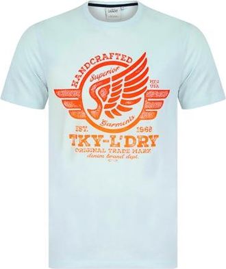 Tokyo Laundry T-shirt &agrave; col rond en jersey de coton imprim&eacute; graphique vintage pour homme, Eau glac&eacute;e, M