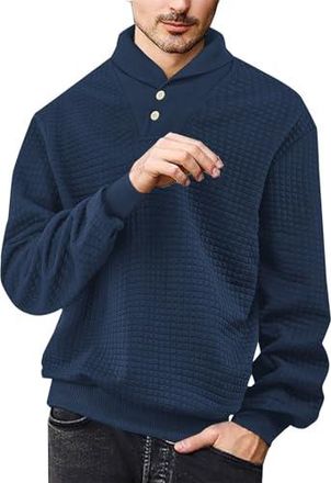 Generic Lightweigh - Sweat-shirt uni pour homme 2026 - Chandail matelass&eacute; d&eacute;contract&eacute; en tricot &agrave; manches longues et col montant, pour entra&icirc;nement int&eacute;rieur 