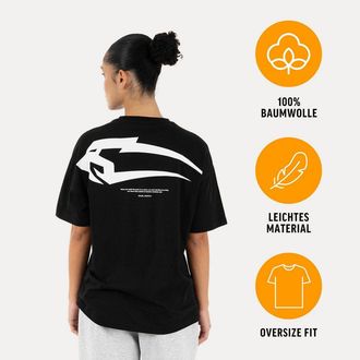 Smilodox T-Shirt Tane, T-Oberteil Unisex Oversize Shirt mit Backprint & Logo Rundhalsausschnitt, Brustlogo, Streetwear, Herren & Damen
