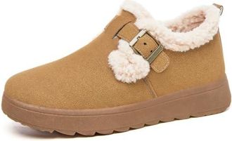 Generic Chaussons Femme en Daim Hiver, Bottines De Neige Chaudes &Agrave; Enfiler, Bride R&eacute;glable, Support Archet Chaussons Larges pour Int&eacute;rieur Ext&eacute;rieur,Camel,39 