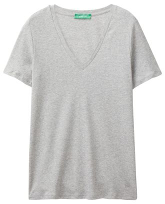 Benetton Damen 3ga2e4230 T-Shirt, Melange Light Grey 501, Medium