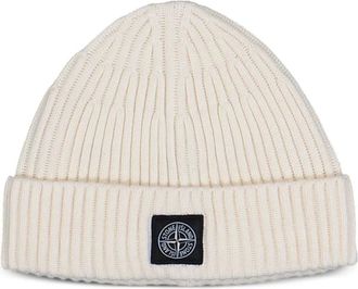 Stone Island Homme, Accessoires, Blanc, Taille: ONE Size Full Rib RWS Wool Beanie