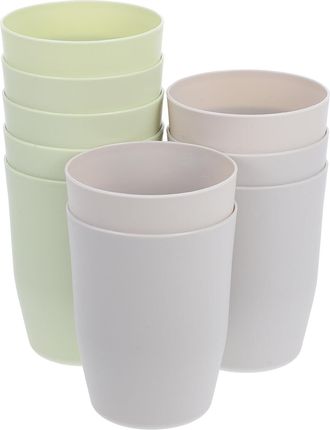 Soimiss 10 St&uuml;ck Zahnb&uuml;rstenbecher und Trinkbecher aus Robustem Pp Stapelbar Geeignet f&uuml;r Zuhause und Unterwegs Badezimmerbecher in Gr&uuml;n und Grau
