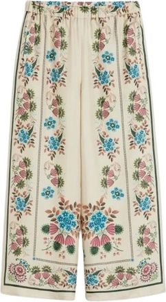 Max Mara Femme, Pantalons, Beige, Taille: 38 FR Pantalon en Twill de Soie Imprim&eacute;