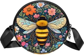 Generic Petit sac &agrave; bandouli&egrave;re rond pour femme, sac &agrave; bandouli&egrave;re r&eacute;glable avec fermeture &eacute;clair, sac &agrave; main rond d&eacute;contract&eacute; pour femmes et filles