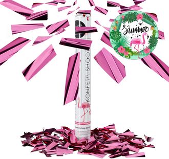 Relaxdays 10er Set Party Popper Pink, Party Shooter Metallic, 40 cm Konfetti Kanone für Junggesellinnenabschied, JGA, Geburt, rosa