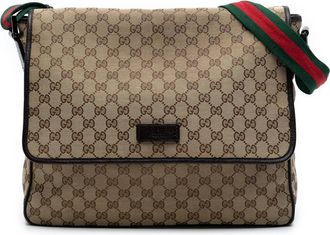 Gucci Hobo Bags - GG Canvas Web Flap Messenger Bag - Gr. unisize - in Braun - für Damen