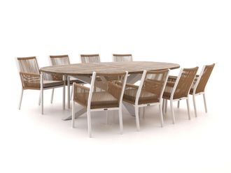 Manifesto Furniture Manifesto Rivola/ROUGH-Y Ellips 280cm dining tuinset 9-delig