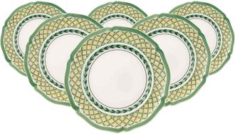 Villeroy & Boch French Garden Orange Brotteller 6er Set, 17 cm, Kleiner Teller mit floralem Dekor, Premium Porzellan, Wei&szlig;/Bunt