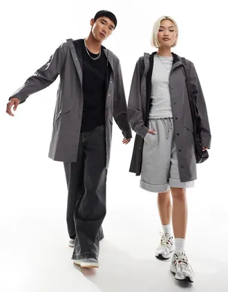Rains 12020 - Veste unisexe imperm&eacute;able longue &agrave; capuche - Gris