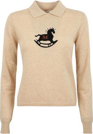 Max Mara Femme, Tops, Beige, Taille: 42 FR Pull Slim en Laine et Cachemire