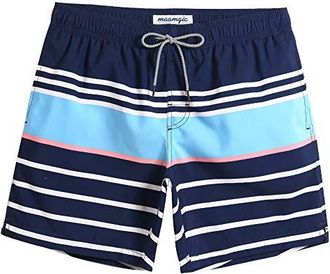 Maamgic Short de Bain pour Homme Maillot de Bain Rayée avec Poche Séchage Rapide Short de Plage pour Vacance Piscine Galaxie Bleu XXL