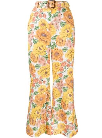 Zimmermann Poppy Floral Print Flared Trousers Size XS