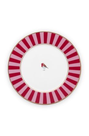 Pip Studio Love Birds Brotteller Stripes rot-pink 17cm