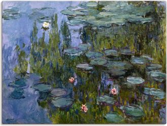 Artland Wanddeko Leinwand Bilder Wandbild 120x90 cm Teich See Pflanzen Blumen Seerosen Nympheas 1918 Impressionismus Claude Monet T7DE