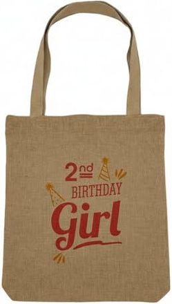 Fabulous Sac Shopping Tote Bag Aspect Lin - 2nd Birthday Girl Celebration Kids Party Gift - Sac de Courses Toile Epaisse 360g Beige Naturel Cabas Port&eacute; Epaule 