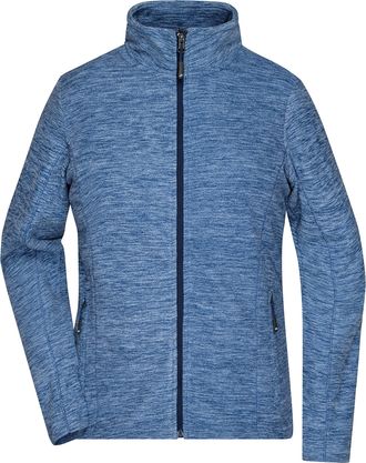 James & Nicholson Damen Melange Fleecejacke - Taillierte Microfleece Jacke in modischer Melangeoptik | Farbe: blue-melange/navy | Gr&ouml;sse: XL