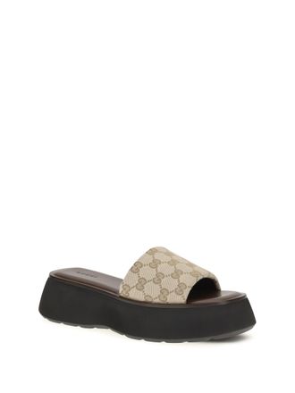 Gucci Womens Oversized Sole Slider Sandals Vintage Sand