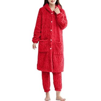 Generic Ensemble de pyjama en polaire pour femme, ensemble de v&ecirc;tements de d&eacute;tente &agrave; manches longues - Manteaux et pantalons d&eacute;contract&eacute;s - V&ecirc;tements de nuit 