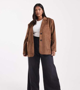 4th & Reckless Blazer ajusté imitation daim avec poches avant - Camel-Brown