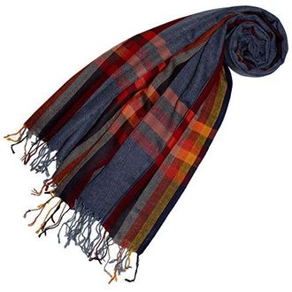 Lorenzo Cana Pashmina - À Carreaux - Femme bleu Jeansblau Rot Orange