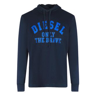 Diesel T-Shirt mit Kapuze und Logo Only The Brave in Marineblau