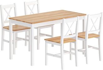 Need Need - Ensemble salle &agrave; manger 5 pi&egrave;ces - Table rectangulaire 108 x 65 x 73 cm - 4 chaises en bois de pin - Pour salon et cuisine moderne