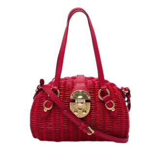 Miu Miu Sac cartable en rotin tress&eacute; Pre-owned - Femme - Pre-owned - Rouge - Taille: ONE Size
